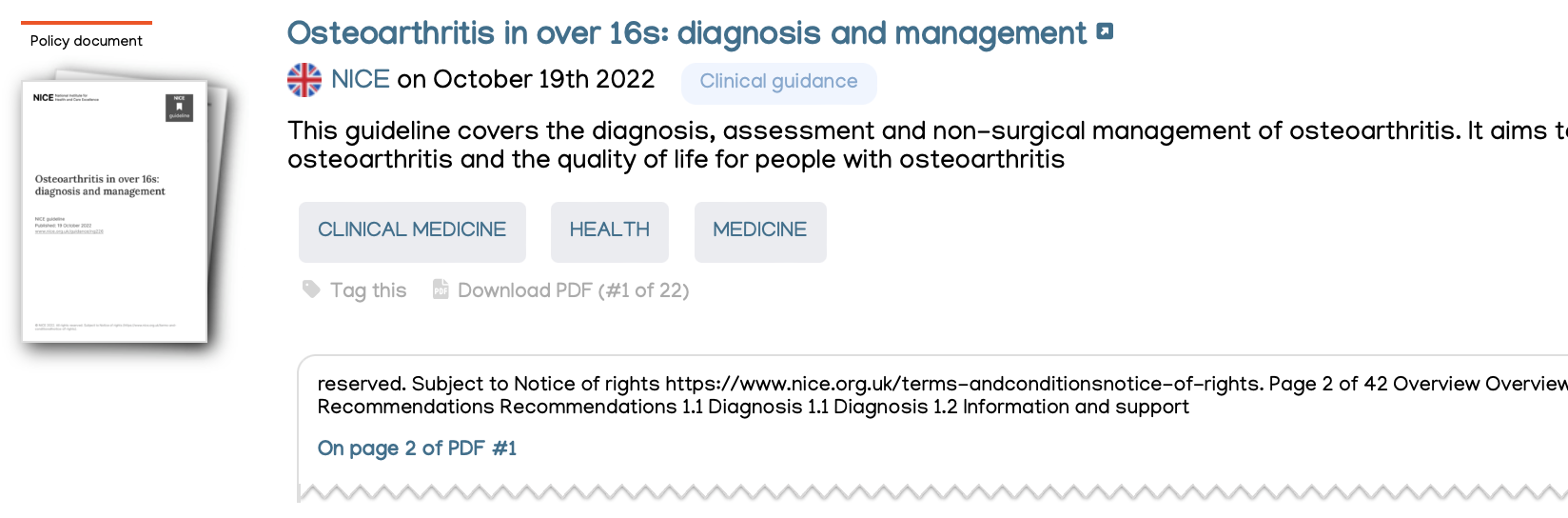 Understanding policy document search results - Overton Knowledge Base