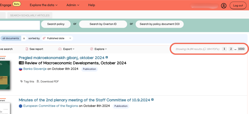 Understanding policy document search results - Overton Knowledge Base